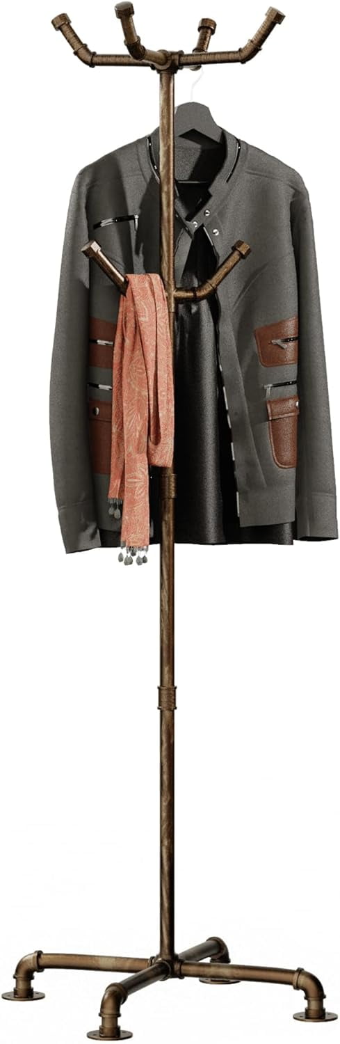 Industrial Coat Rack,Metal Pipe Coat Rack Stand Freestanding with Hooks ...
