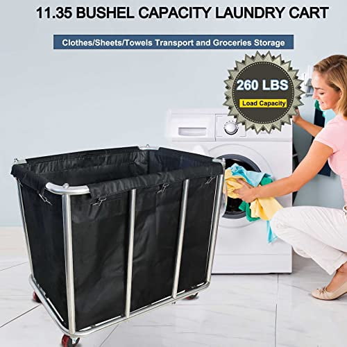 Industrial Commercial Large Rolling Laundry Cart, Heavy Duty Canvas ...