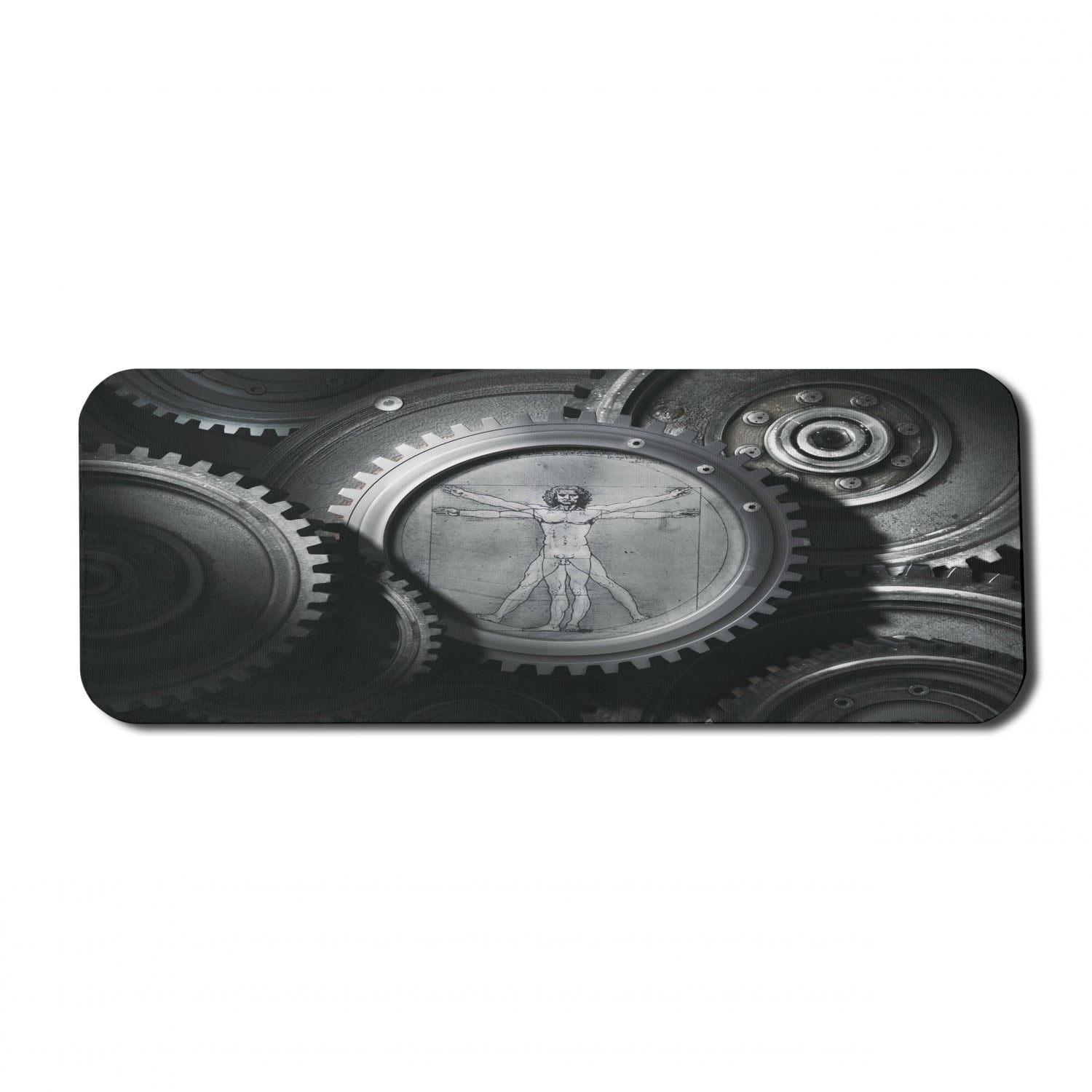 Industrial Computer Mouse Pad, Wheels of System with Medieval Old Human ...