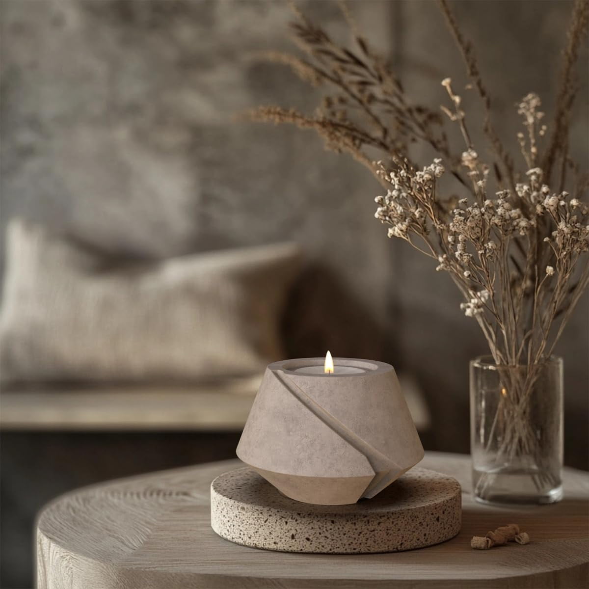 Industrial Concrete Candle Holders for 2.5” Pillar Candles - Concrete ...