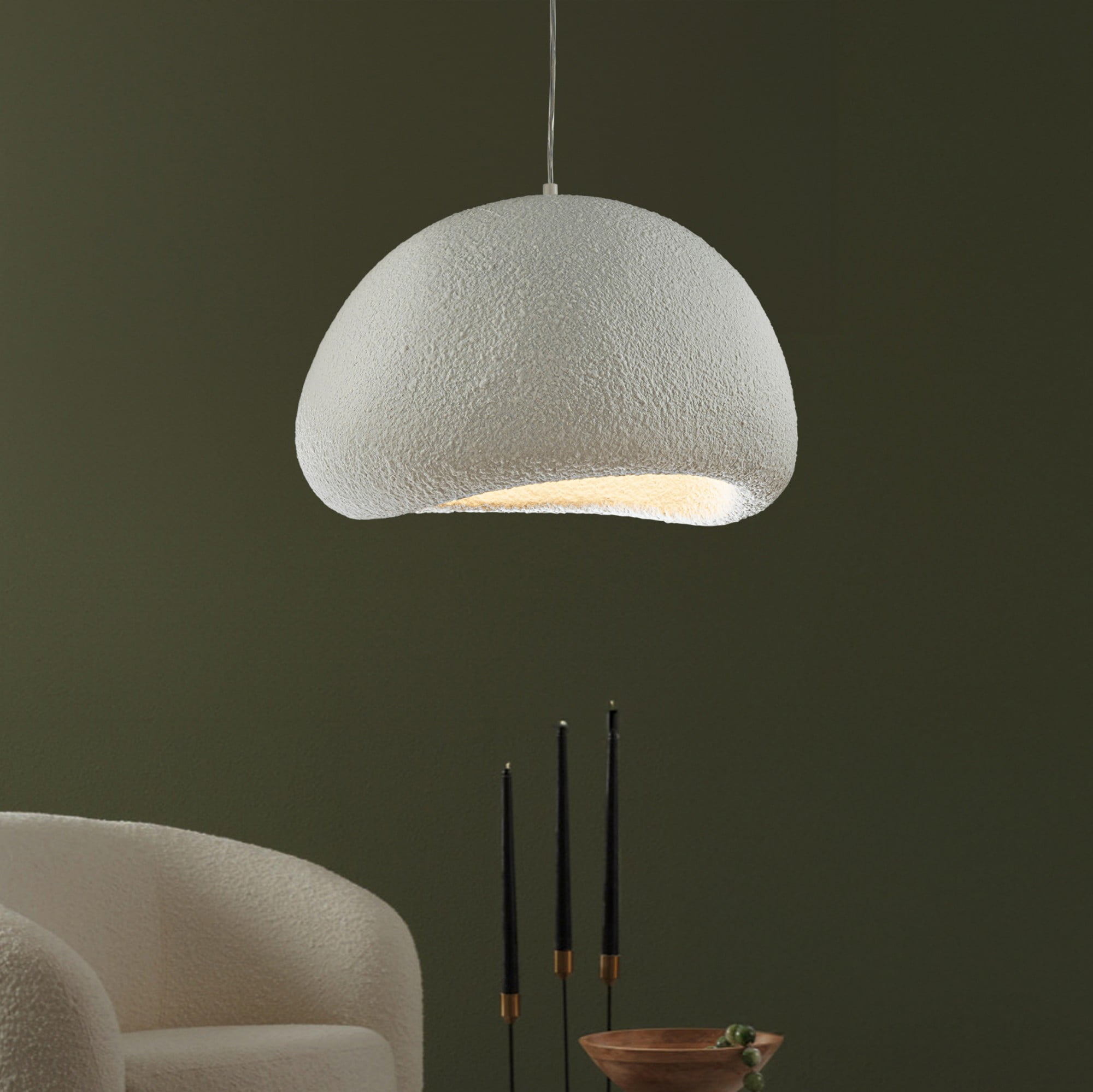 Industrial Concrete Pendant Light White Gray Cement Hanging Ceiling ...