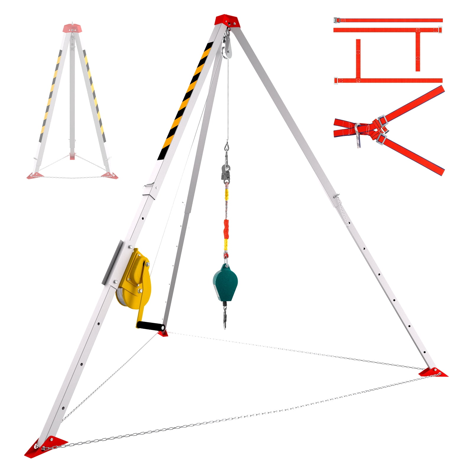 Industrial Confined Space Tripod, 1800 lb Horizontal Power, Harness ...
