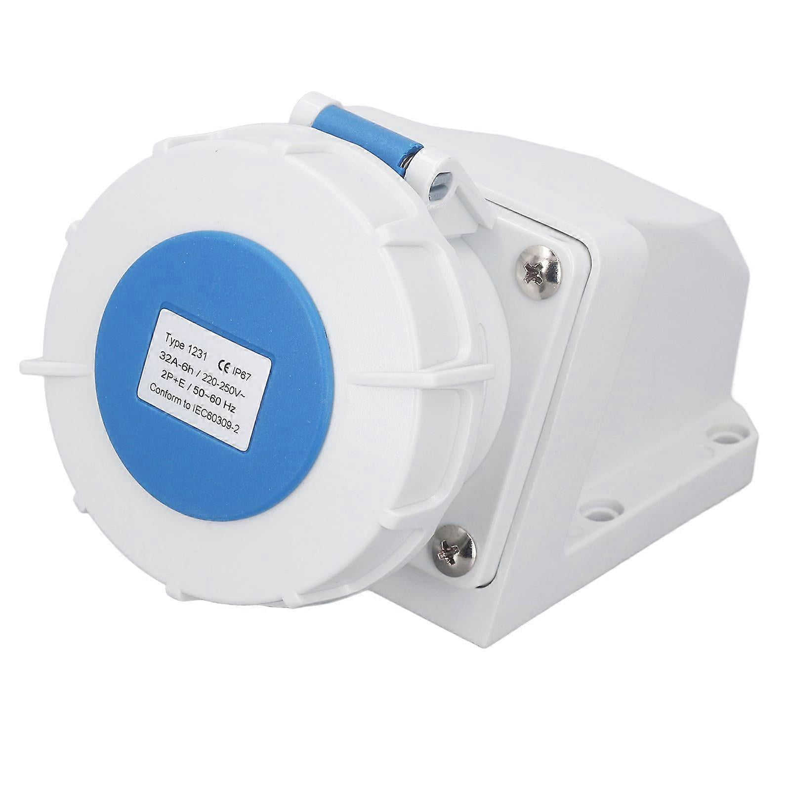 Industrial Connector Socket 32A 2P+E Surface Mounted IP67 Waterproof ...