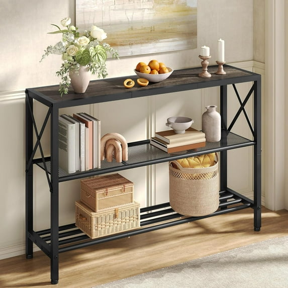 Industrial Console Table, 3 Tier Entryway Table, Hallway Table, Narrow ...