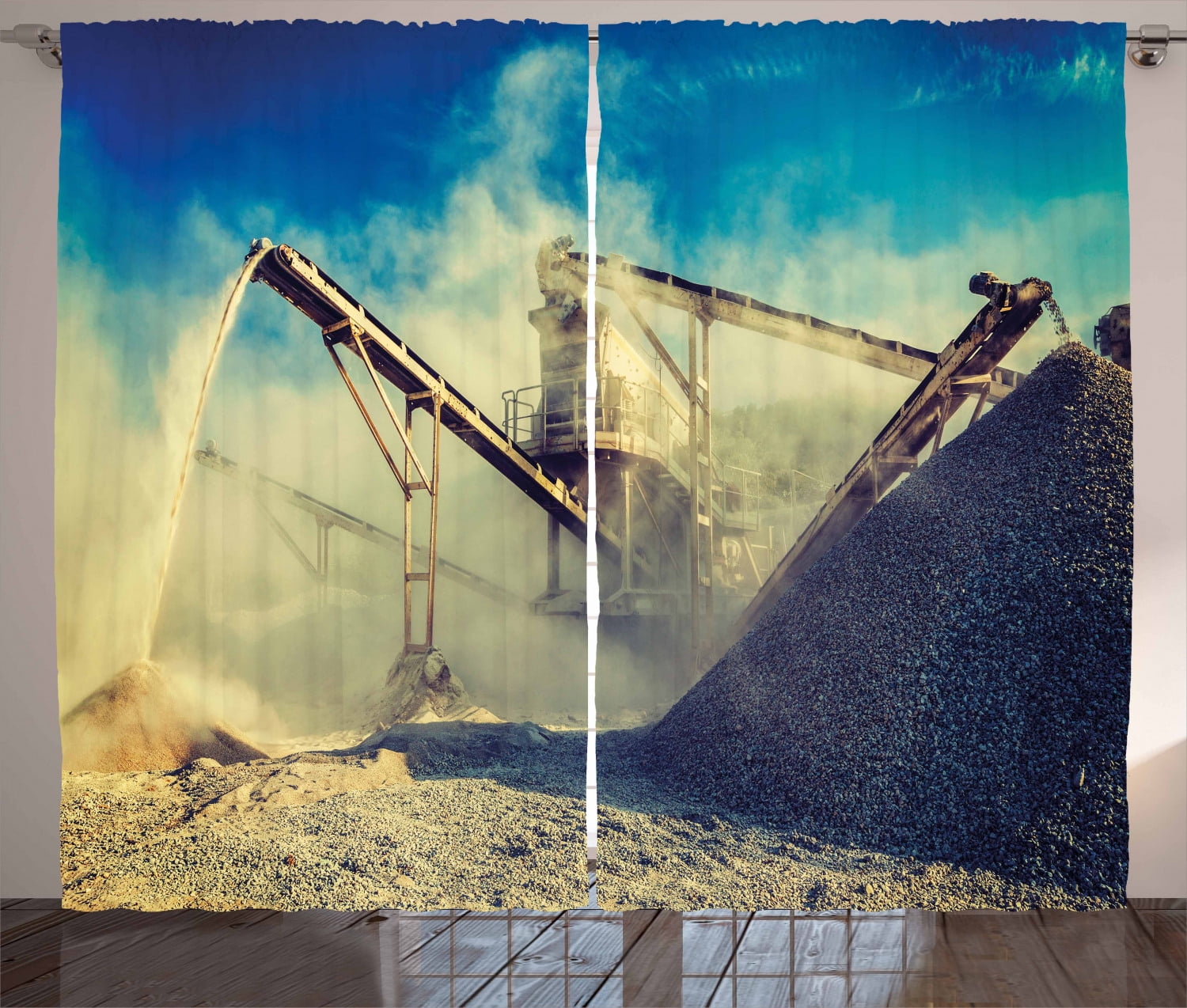 Ambesonne Industrial Curtains 2 Panel Set, Dust Machine, 108" x 96 ...