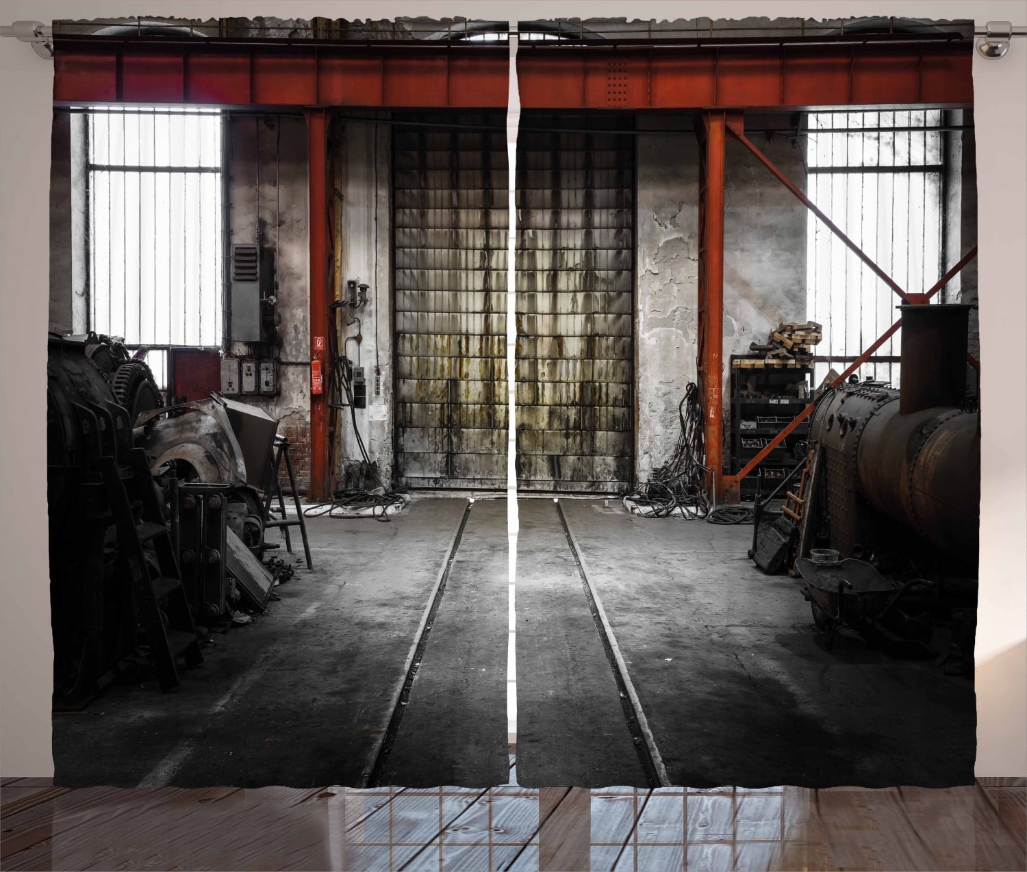 Ambesonne Industrial Curtains 2 Panel Set, Rusty Storage, 108" x 63 ...