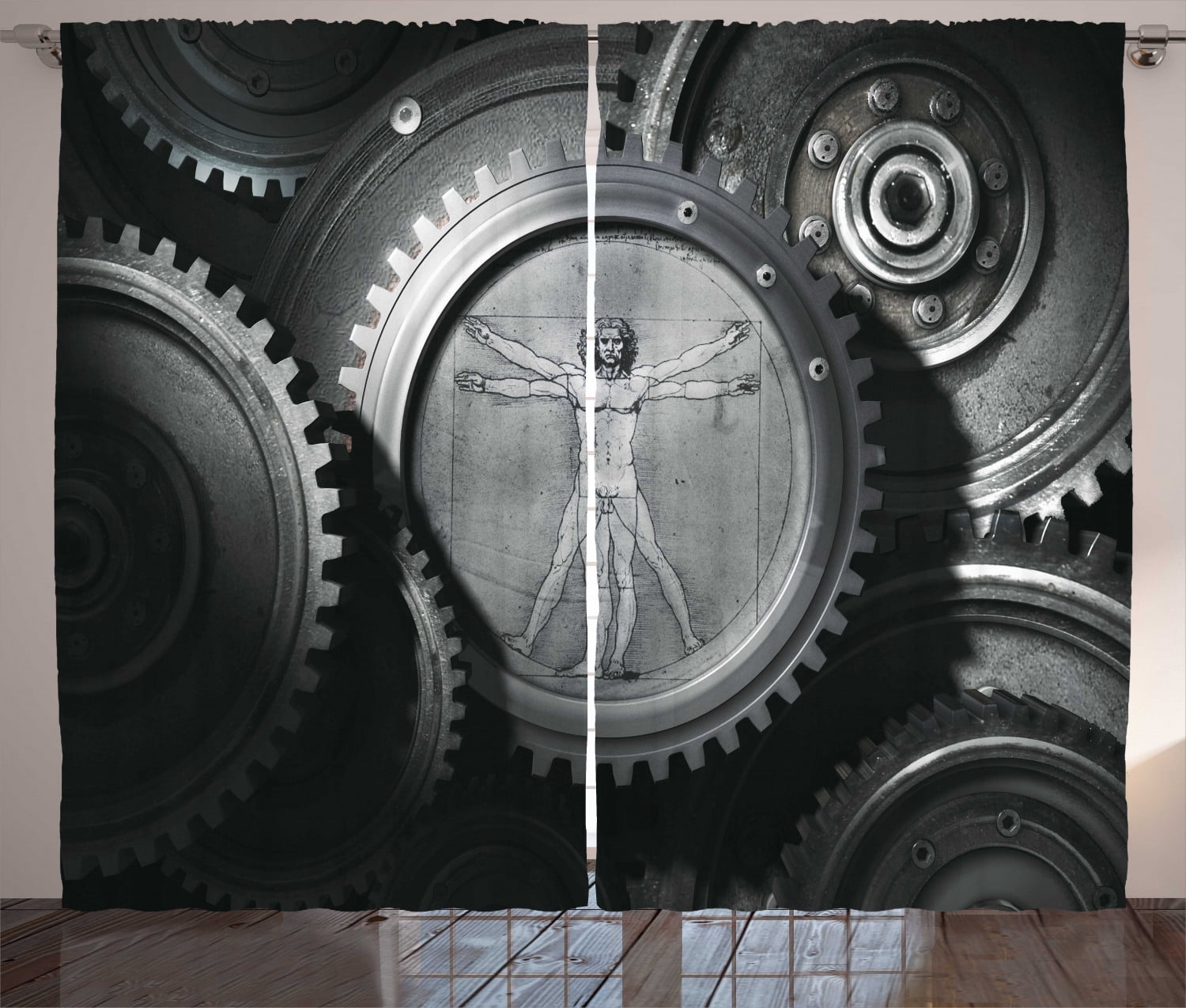 Ambesonne Grey Curtains 2 Panel Set, Medieval Old Human Body, 108" x 84 ...