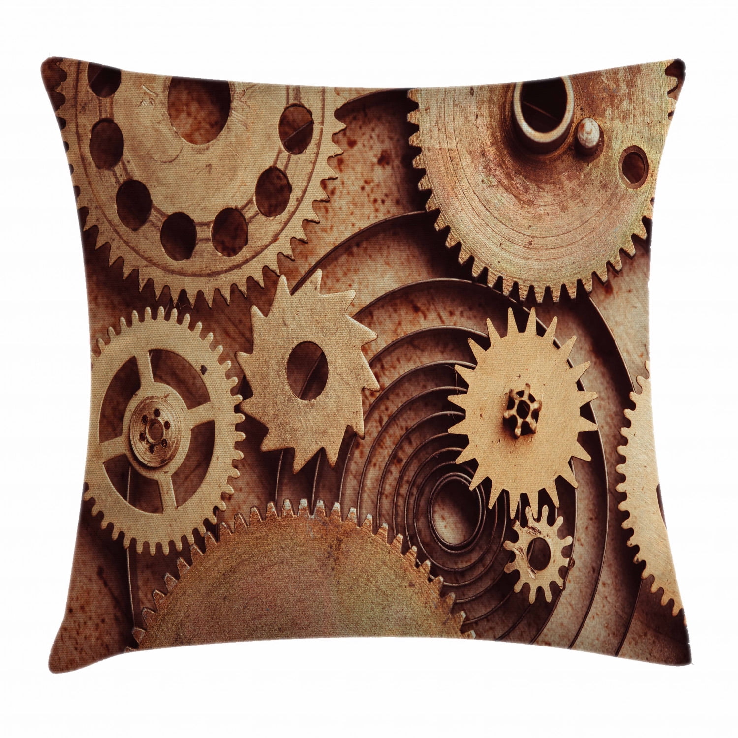 Industrial Decor Throw Pillow Cushion Cover, Inside The Clocks Theme ...