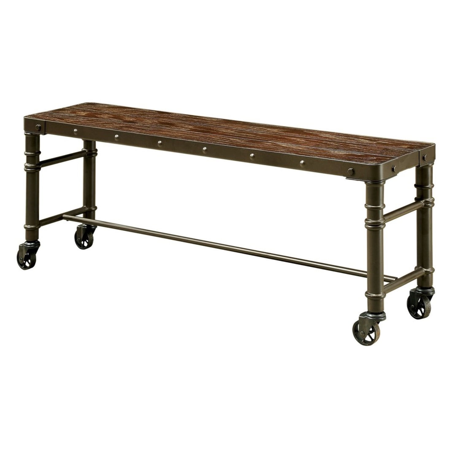Gilby I Industrial Design Bench , Walnut - Walmart.com