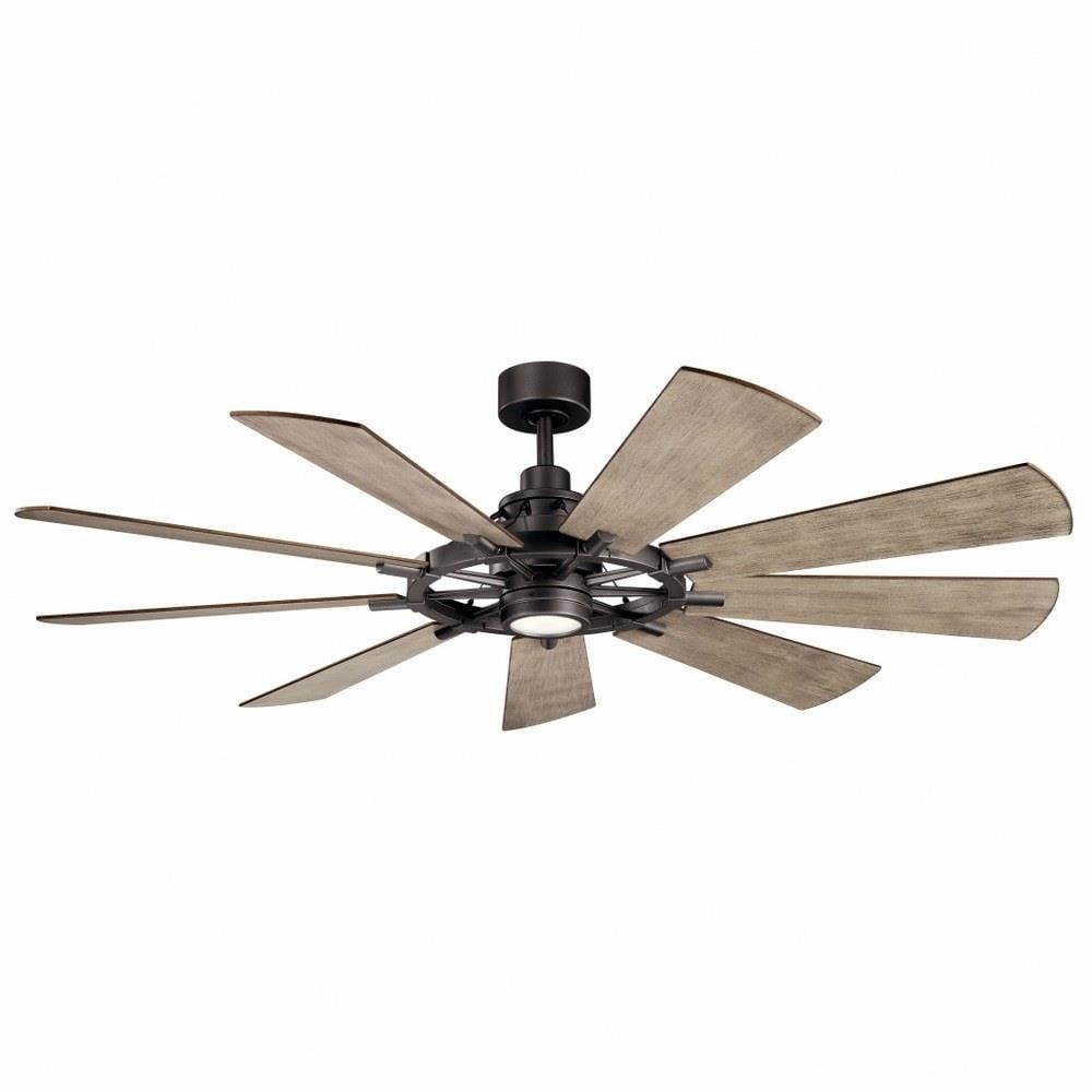 Industrial Design Windmill 9-Blade Ceiling Fan with Opal Etched Light ...