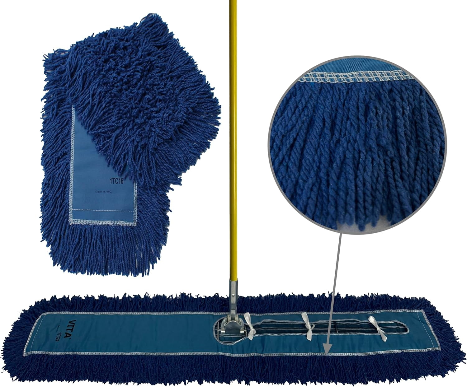 Industrial Dust Mop Kit – Includes 5 Inch Wide Closed Loop Mop Head ...