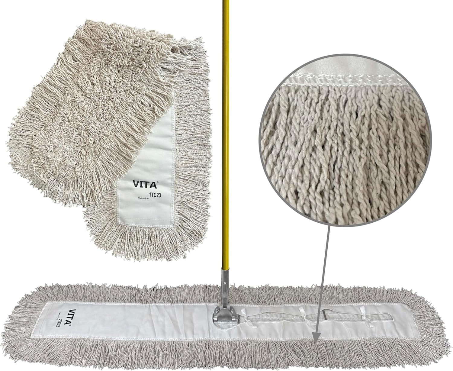Industrial Dust Mop Kit – Includes 5 Inch Wide Closed Loop Mop Head ...