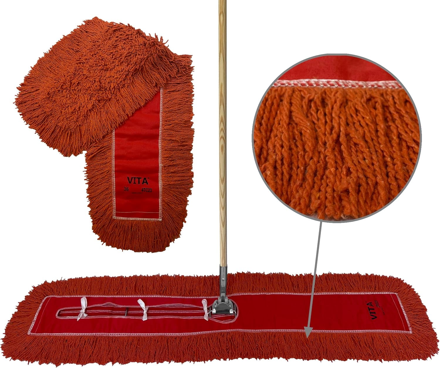 Industrial Dust Mop Kit – Includes 60 Inch Orange Twisted Closed Loop ...