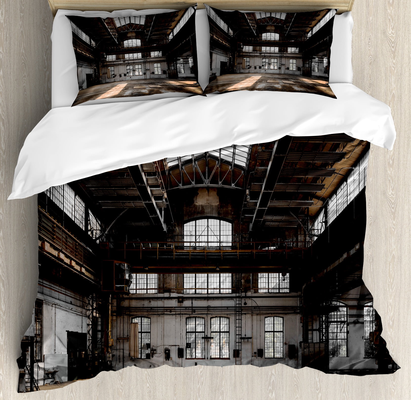 Industrial Duvet Cover Set, Inside a Hangar Old Architecture ...