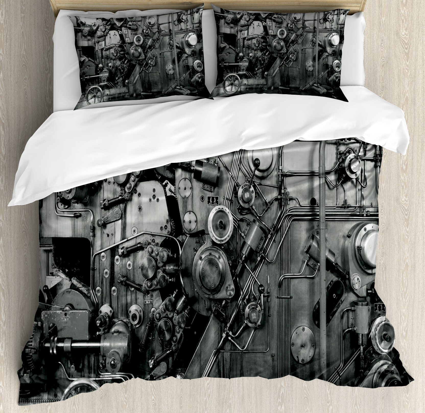 Industrial Duvet Cover Set, Modern Times Detail of Rusted Machine in ...