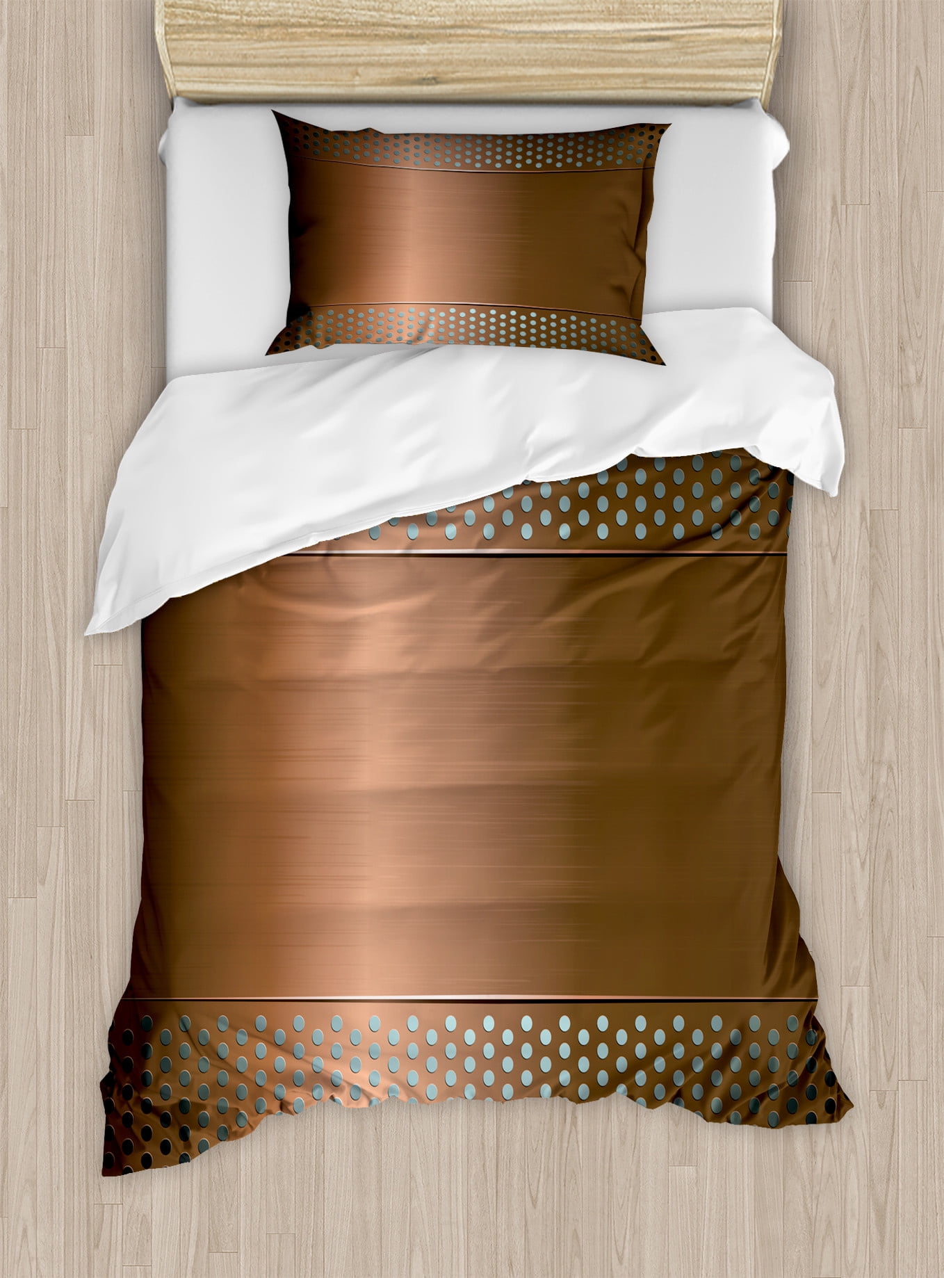 Industrial Duvet Cover Set, Perforated Grid Plate Steel Dots ...