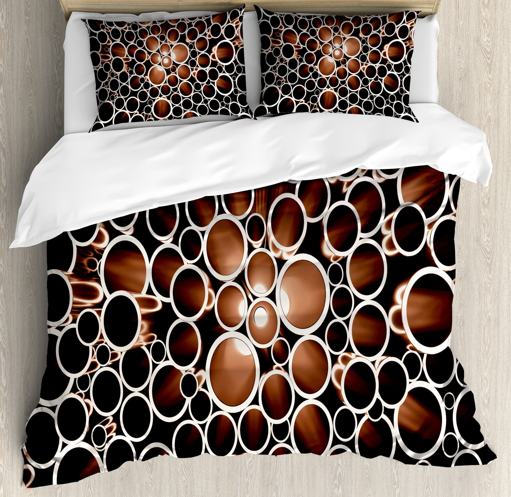 Industrial Duvet Cover Set, Round 3D Style Construction Theme Modern ...