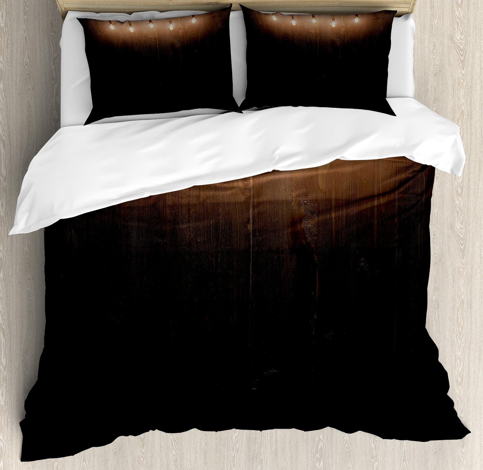 Industrial Duvet Cover Set, Wooden Space Room Classical Edison ...