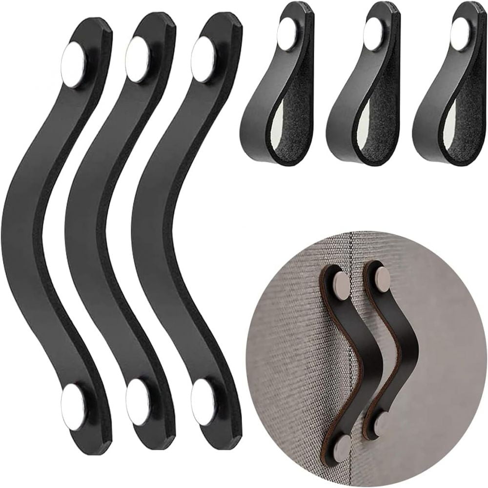 Industrial Effect Leather Drawer Pulls, Brass Hardware for Modern Style ...