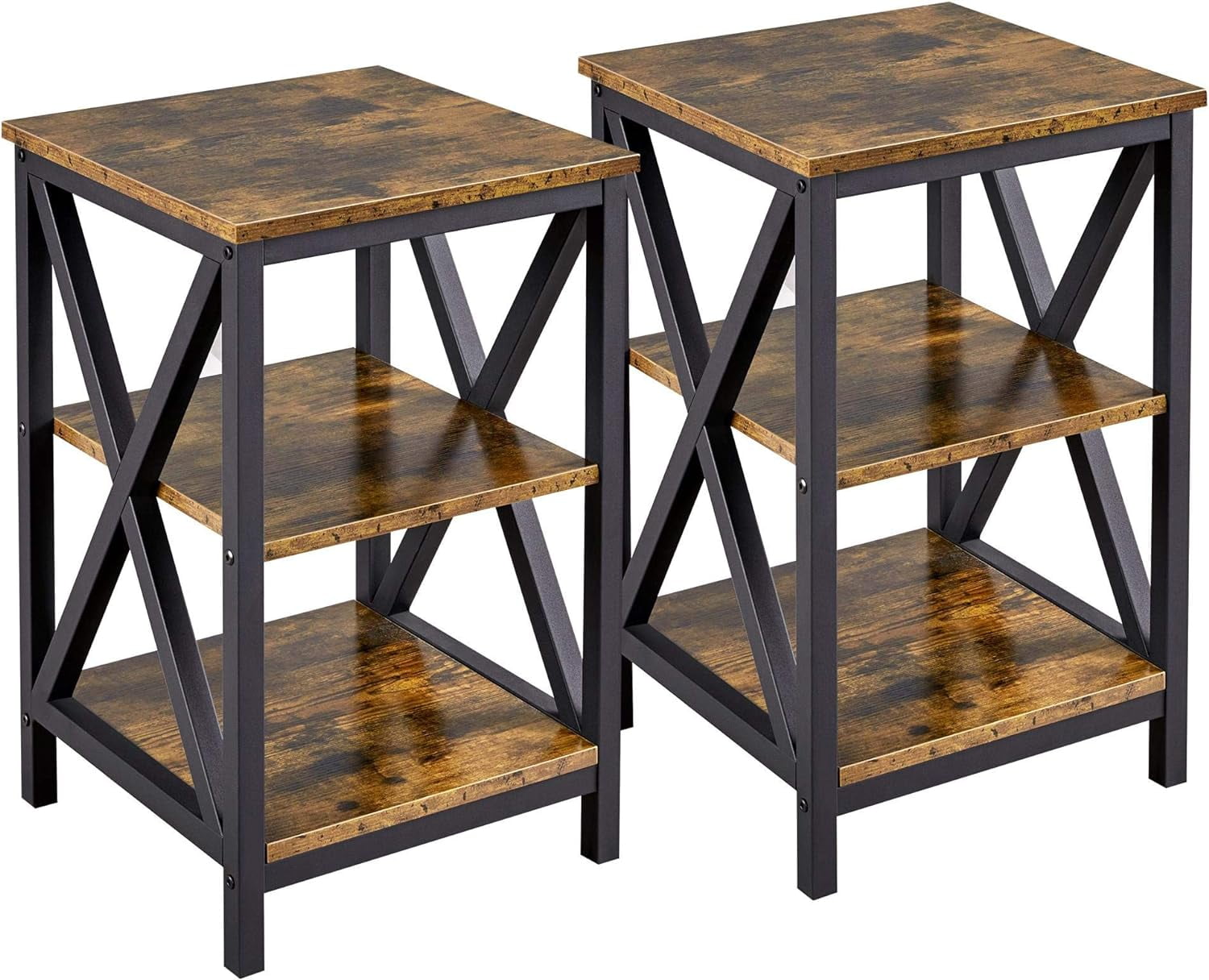 Industrial End Tables 3-Tier Side Tables with Storage Shelves for ...