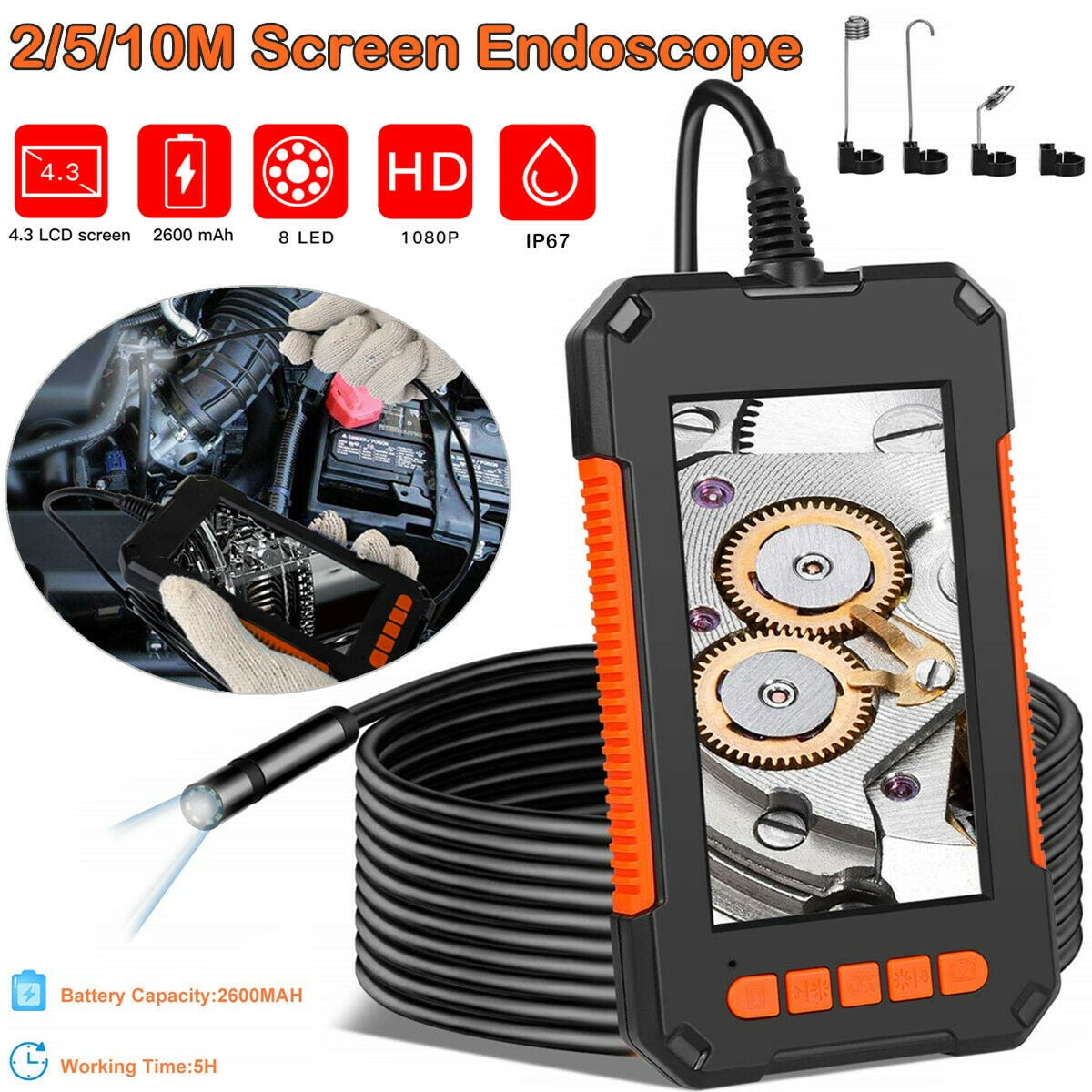 LineYDI Industrial Endoscope Camera Waterproof Drain Snake Camera 1080P ...