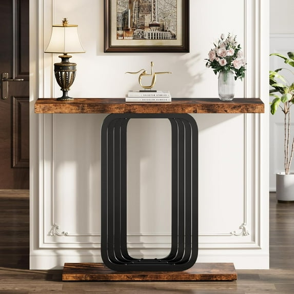 Industrial Entryway Table with Outlet - 41.3" Narrow Console Table with ...