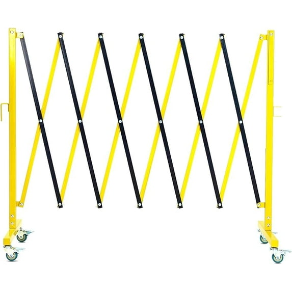 Industrial Expandable Metal Barricade, 11 Feet, Yellow and Black ...