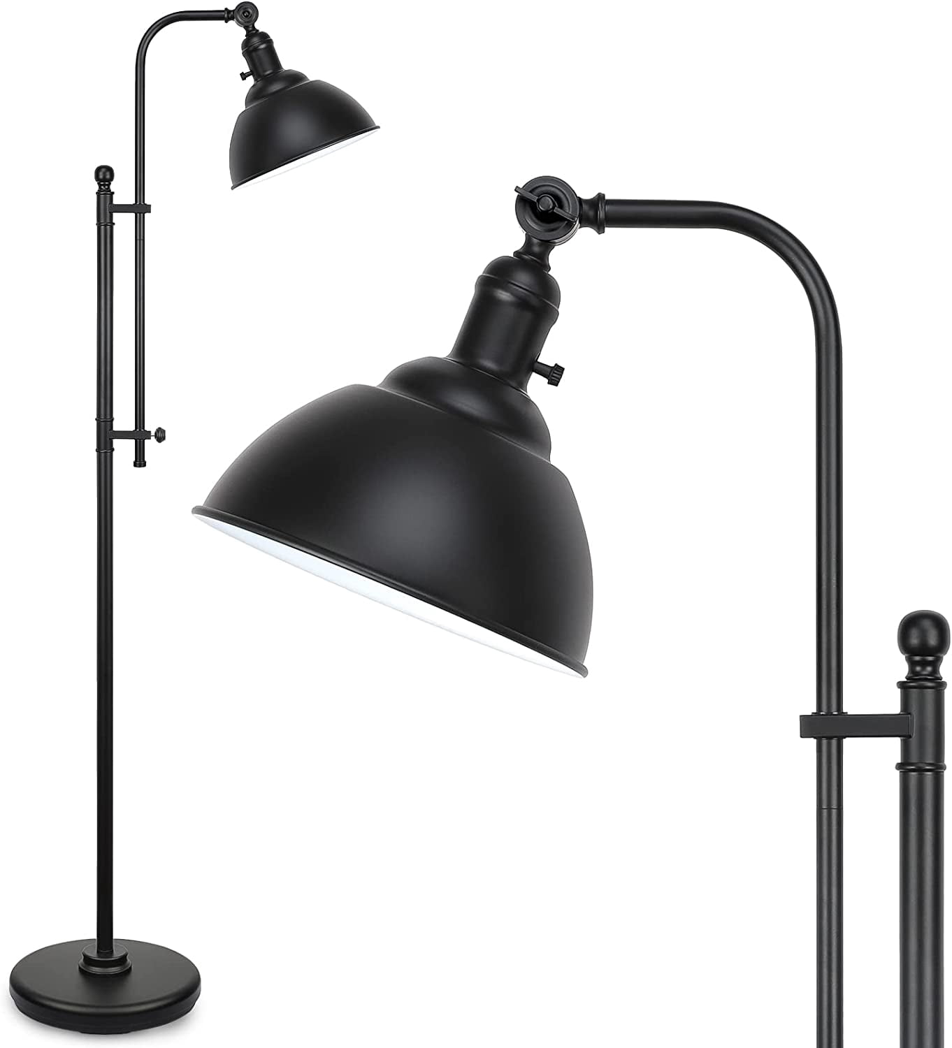 Industrial Floor Lamp, 3 Color Temperature Rustic Floor Lamps in Aged ...