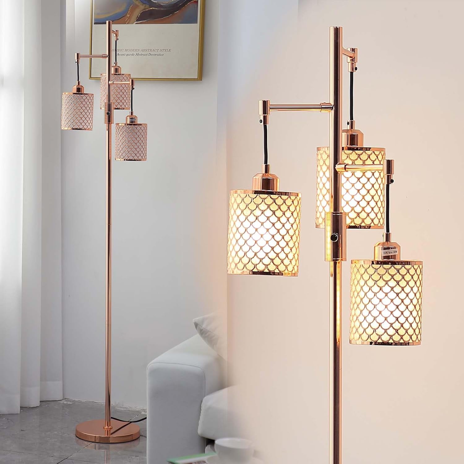 Industrial Floor Lamp,Dimmable Floor Lamp,Gold Tree Lamp Standing Lamp ...