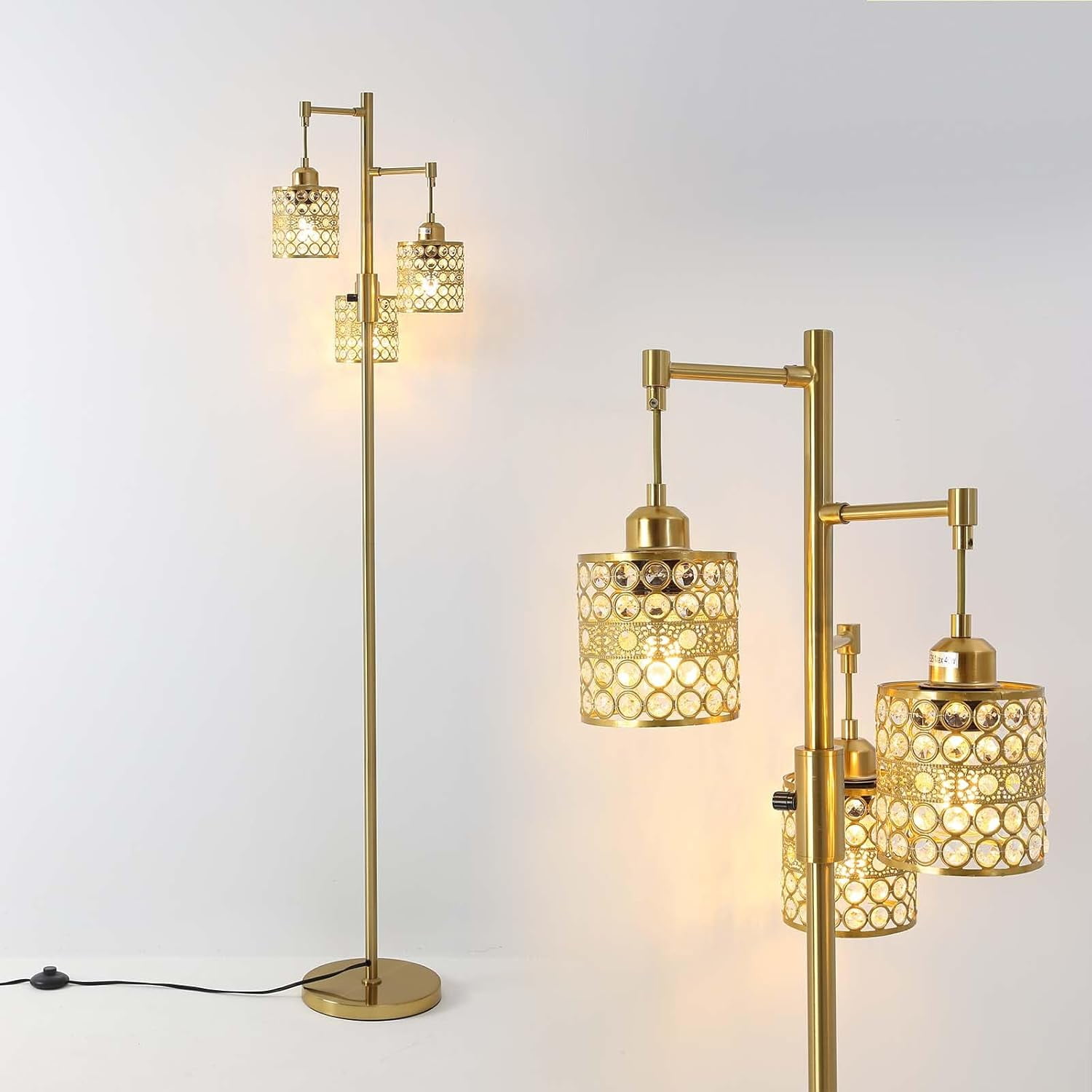 Industrial Floor Lamp, Dimmable Floor Lamp, Gold Tree Lamp Standing ...