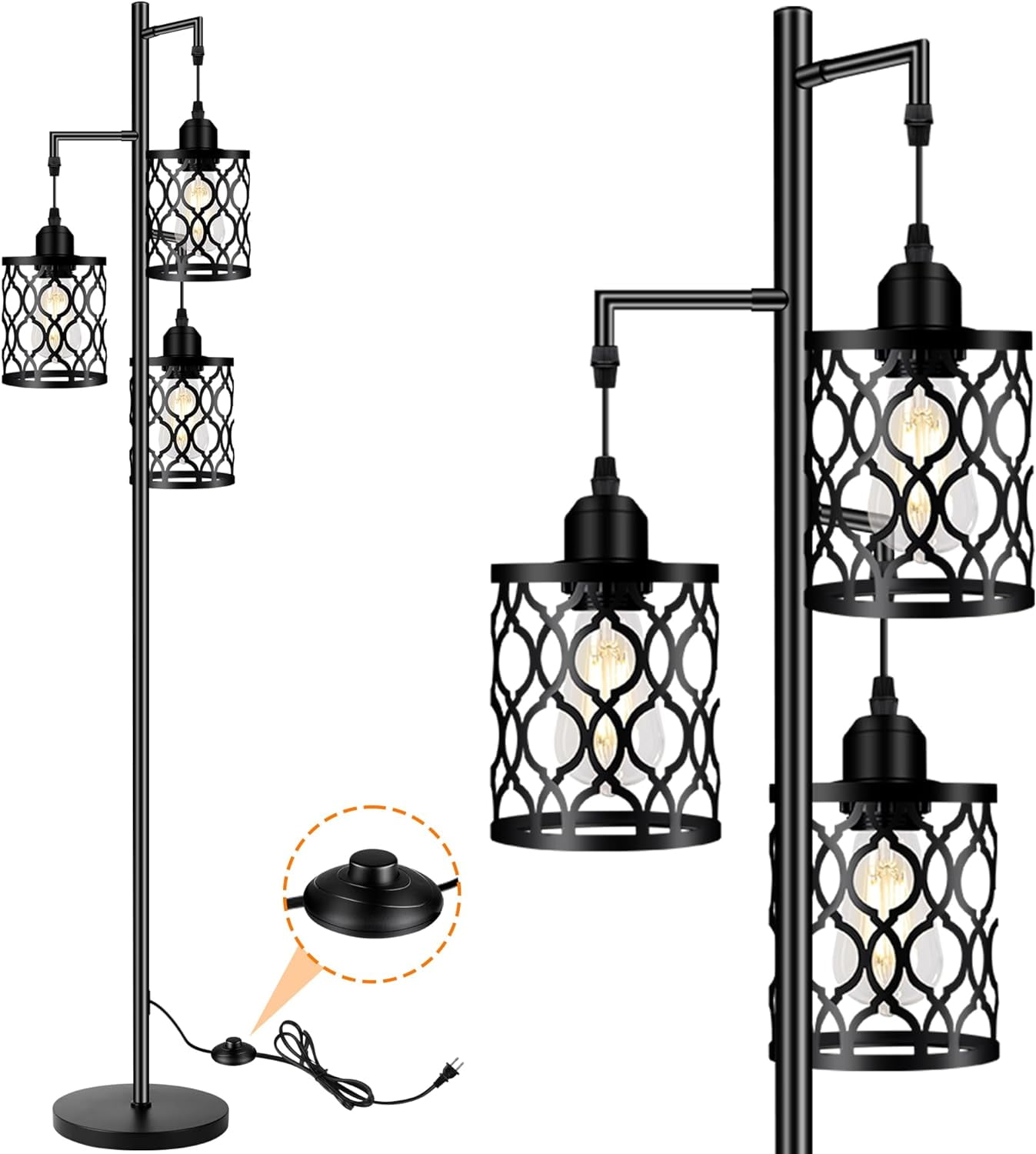 HearthHarmony Metal Farmhouse Tall Lamp for Living Room, Rustic ...