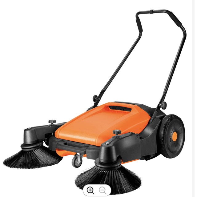 Mechanical Compact Industrial Sweeper, Dual Side Brooms, 37" Walk ...