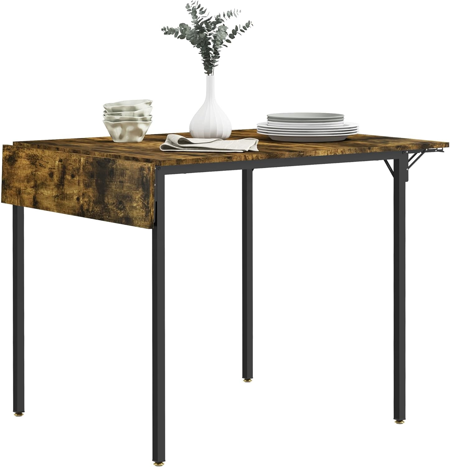 Industrial Folding Dining Table for 2 to 4, Space Saving Drop Leaf ...