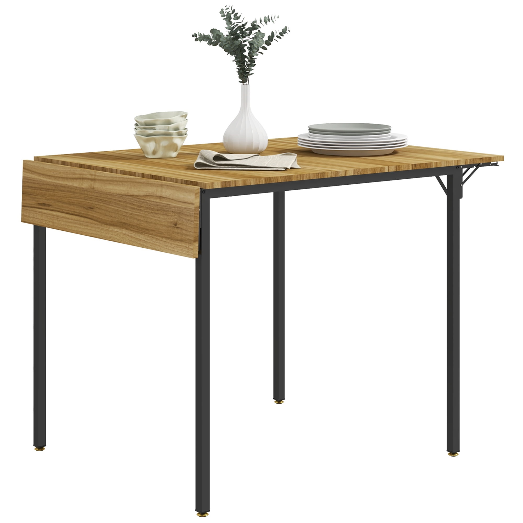 Industrial Folding Dining Table for 2 to 4, Space Saving Drop Leaf ...