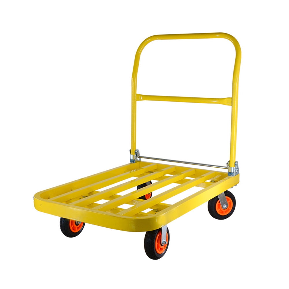 Industrial Folding Push Hand Truck on Wheels, Steel Heavy Duty Dolly ...