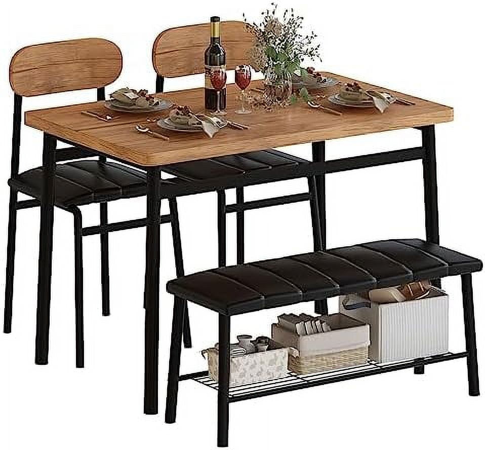 Industrial Gathering Bench & Dining Set - / Metal Frame, Storage Rack ...