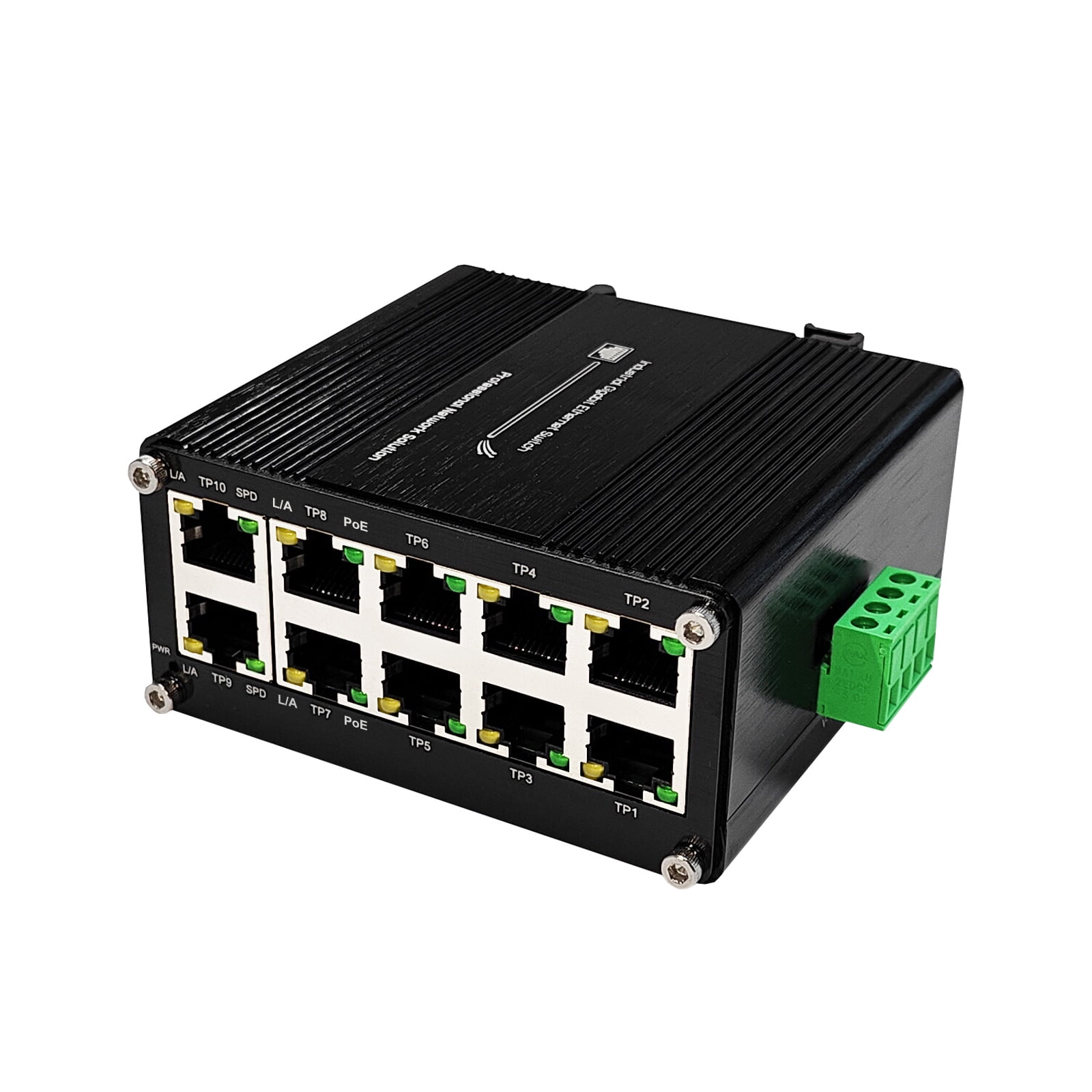 Industrial Gigabit 10 Ports Ethernet PoE+ Switch 8-Port 10/100/1000 ...