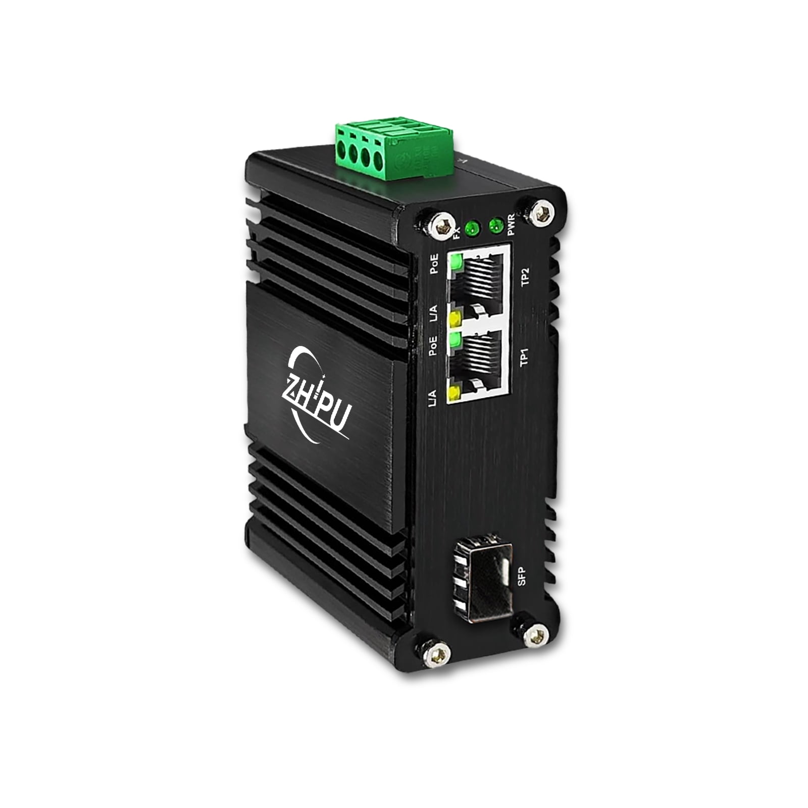 Industrial 2 PoE Ports Gigabit Fiber Media Converter, Boost Voltage ...