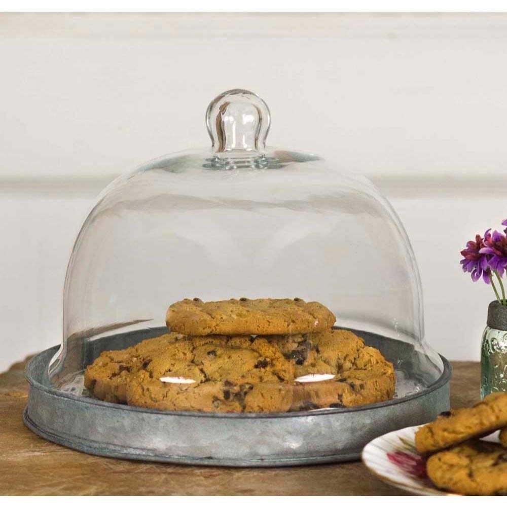 Medium Glass Dessert Cloche with Steel Base – Cake Cover & Pastry ...