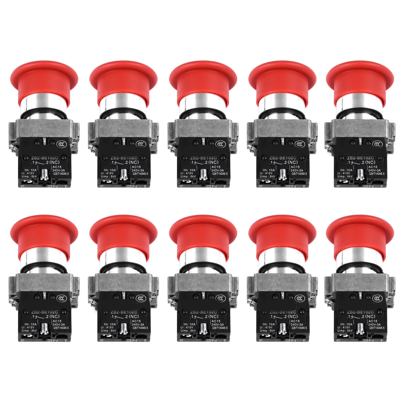 Industrial Grade 22mm Mushroom Head Start Stop Button, 10 Pcs Self ...