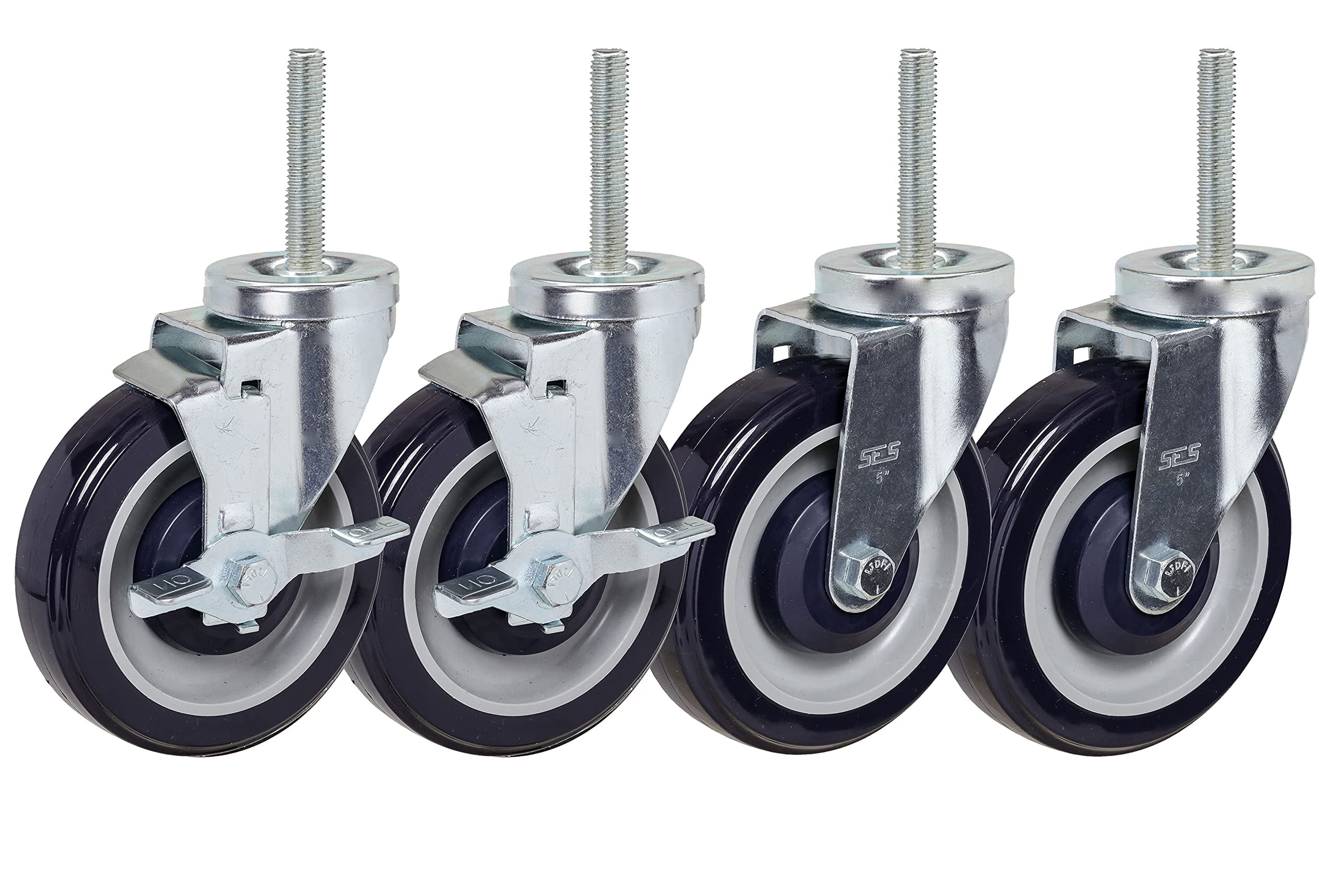 Industrial Grade 4" Polyurethane Casters 4 Pack, 1/2-13x2-3/4 Threaded ...