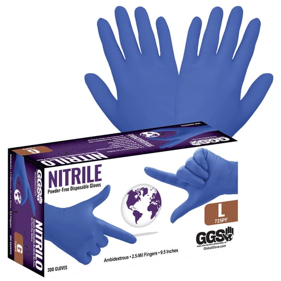 Industrial-Grade 725PF-M Powder-Free Nitrile Disposable Gloves, 2.5-Mil ...