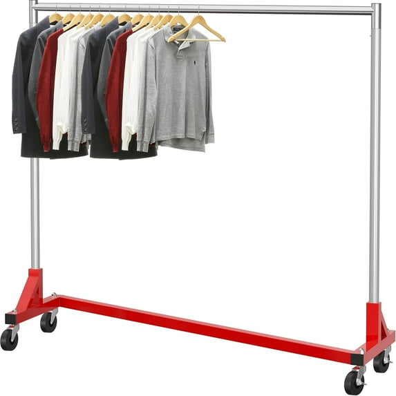 Industrial Grade Z-Base Garment Rack, lb Load with Extra Long Bar ...