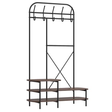 Woven Paths Modern Hall Tree with Bench and 5 Shelves, Reclaimed ...