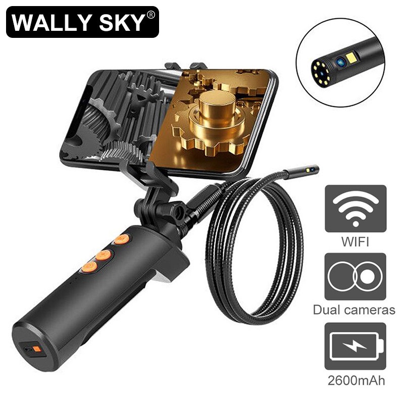 Industrial Handheld Wifi Endoscope Dual Camera with Mobile Phone Clip ...