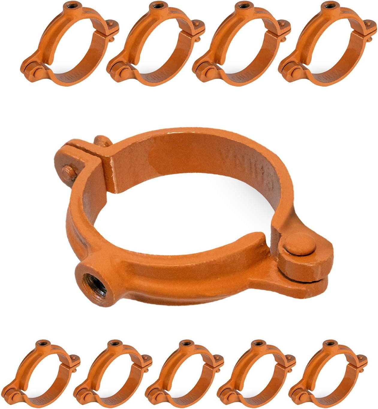 Industrial Hinged Split Ring Pipe Hanger 3/4 in. Copper , with 3/8 in. Rod Fitting, Vintage ...