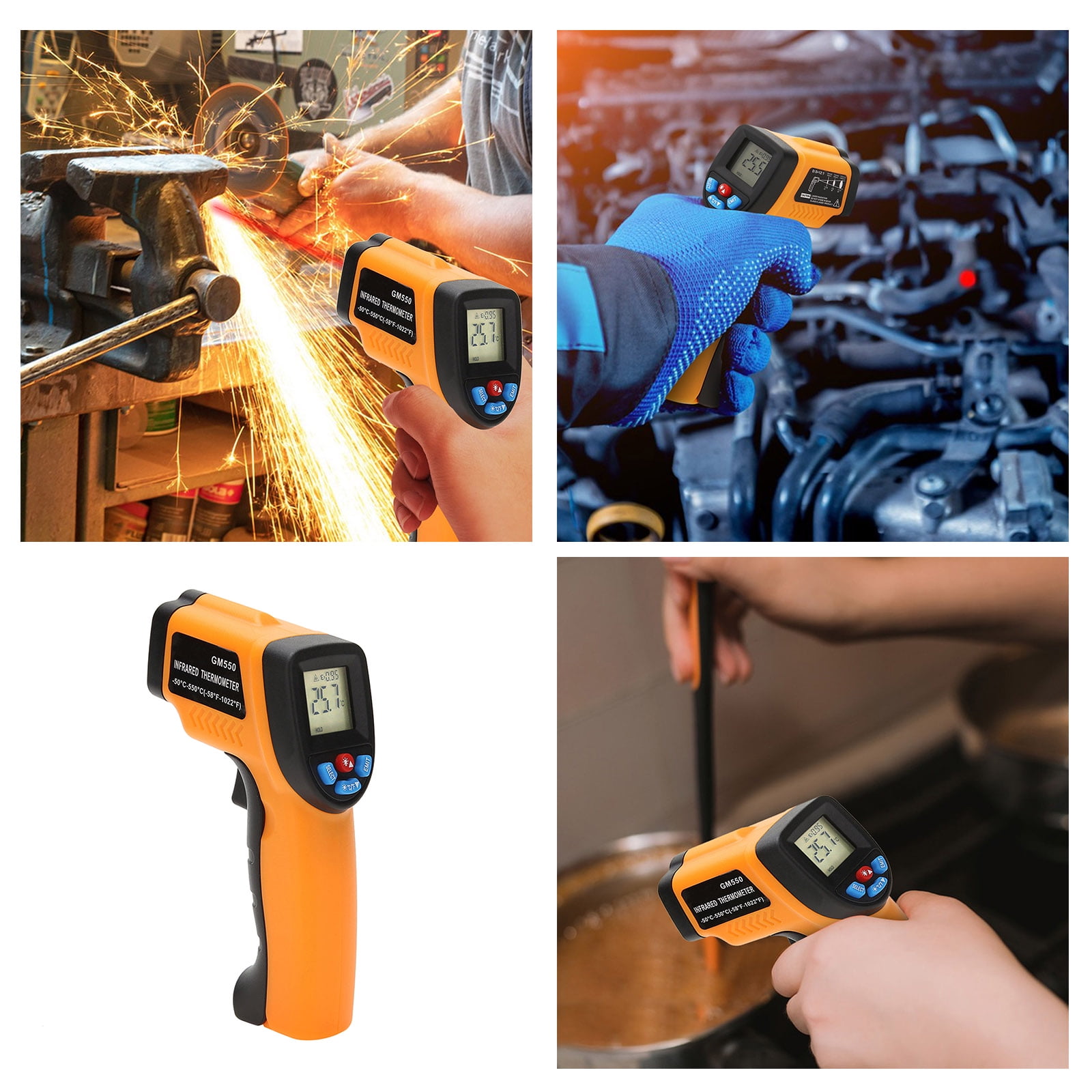Industrial Infrared Thermometer Non-Contact Digital Laser Temperature ...