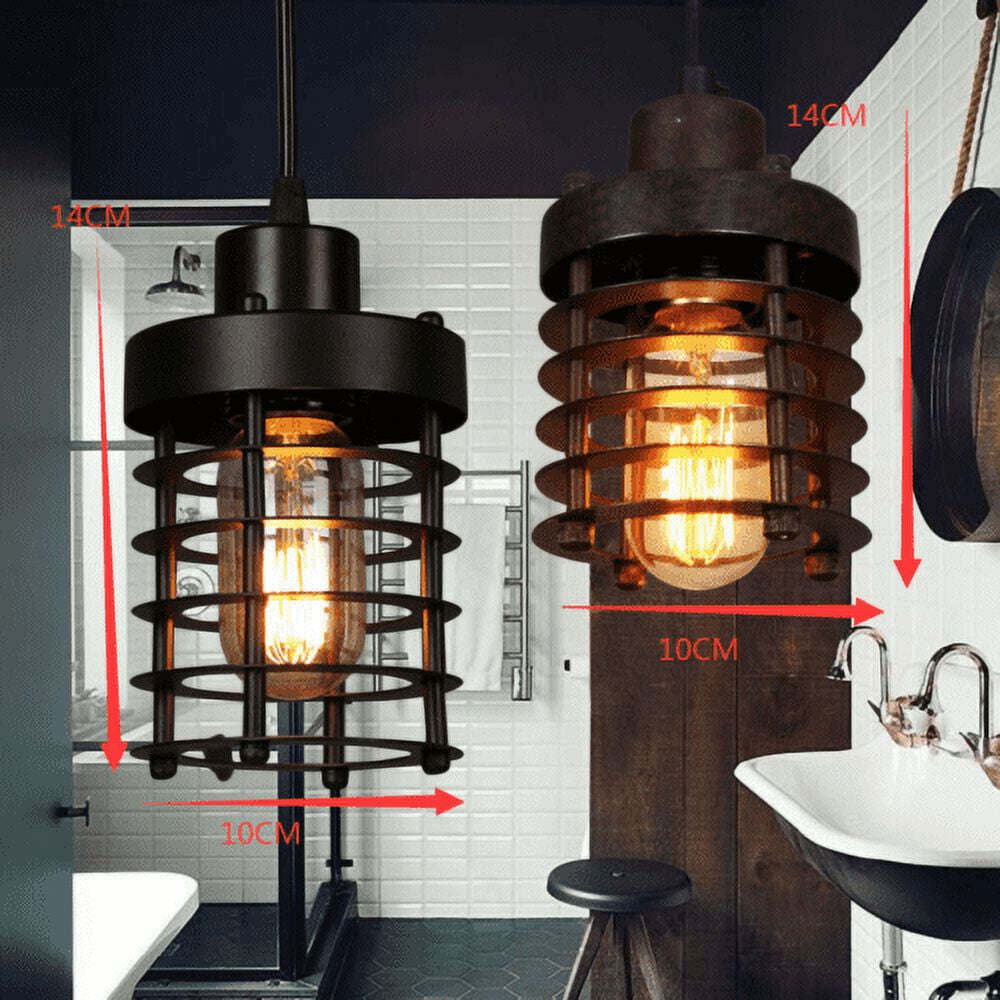 Industrial Iron Cage Hanging Ceiling Light Rustic Pendant Living Room ...