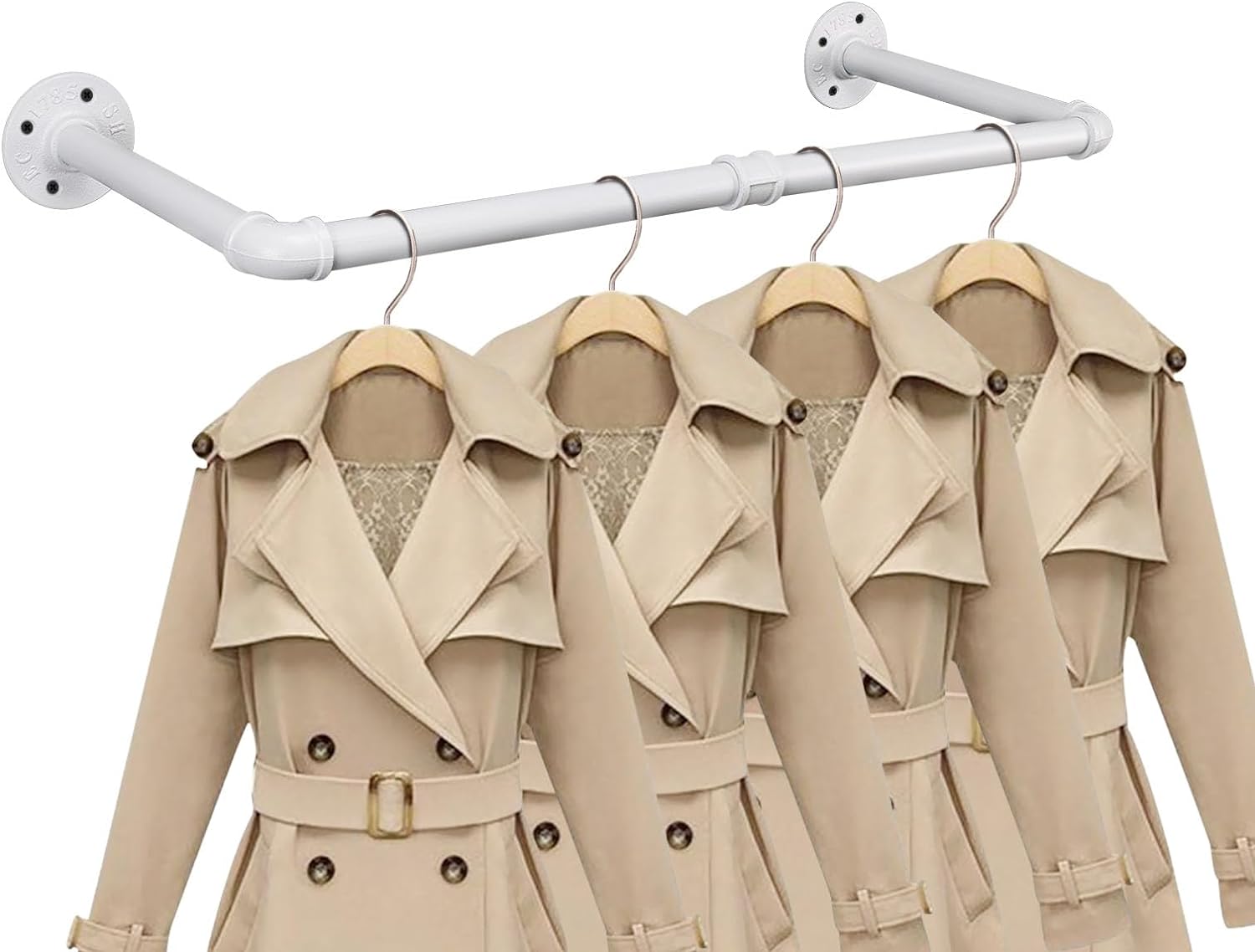 Industrial Iron Pipe Clothes Hanging Bar DIY Wall-Mounted Garment Rack ...