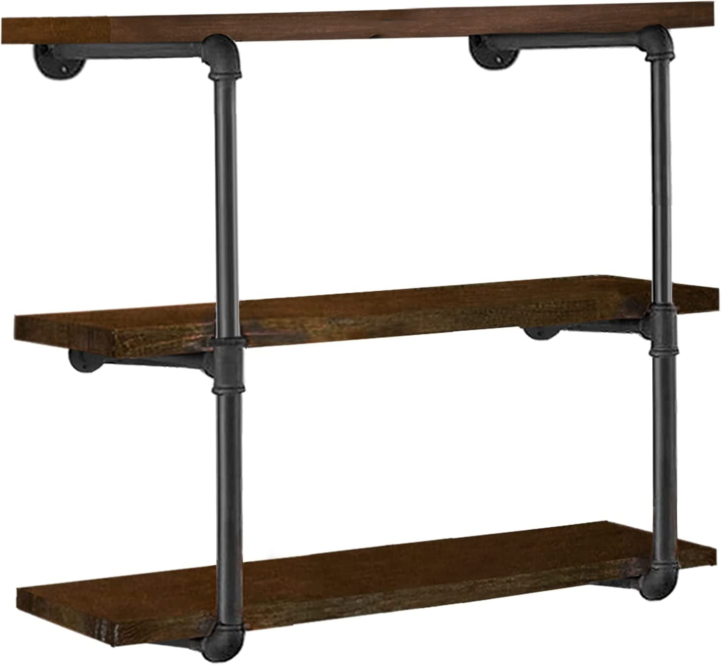 Industrial Iron Pipe Shelves, 2 Set 3-Tier, 28" Tall, 12" Depth, DIY ...